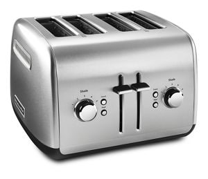 4-Slice Toaster with Manual High-Lift Lever Brushed Stainless Steel ...