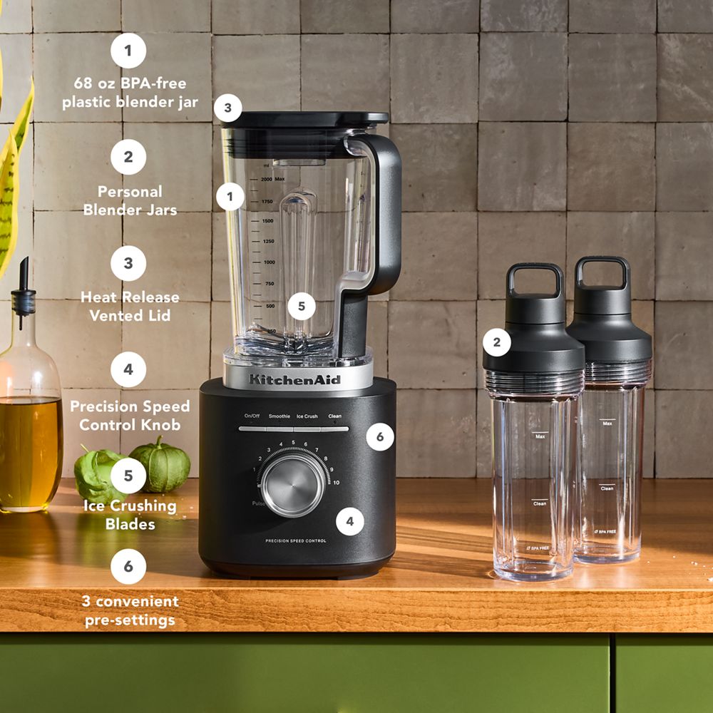 KitchenAid® Pure Power Blender with 2 Personal Blending Jars - Black ...